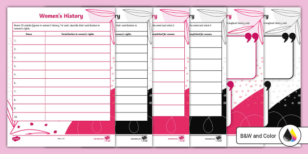 Women's History Graphic Organizer for 6th-8th Grade - Twinkl