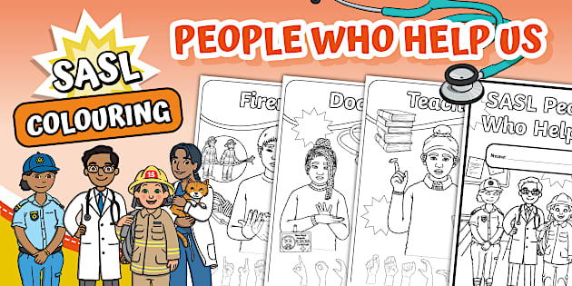FP - SASL - People Who Help Us - Colouring Pages (CAPS)