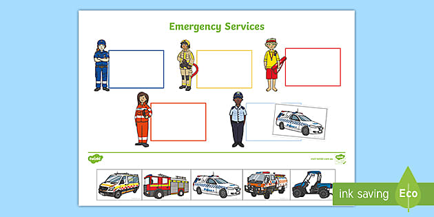 Emergency Services Cut and Paste Matching Activity - Twinkl