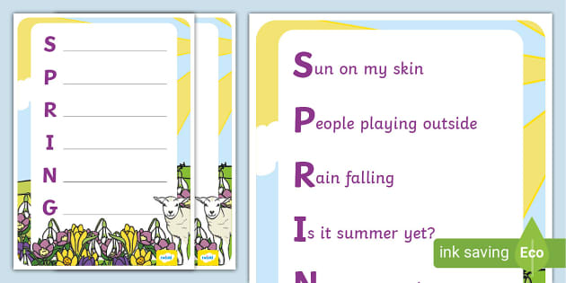 Spring Acrostic Poem Example teacher Made Twinkl