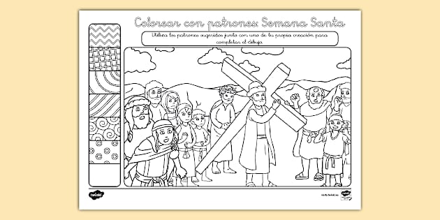 Ficha de actividad: Colorear con patrones - Semana Santa