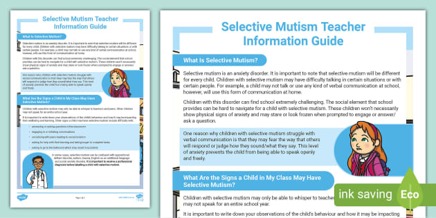 A Teacher’s Guide to Selective Mutism (teacher made)