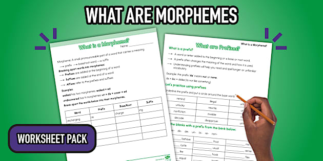 What Are Morphemes Worksheet Pack (teacher made) - Twinkl
