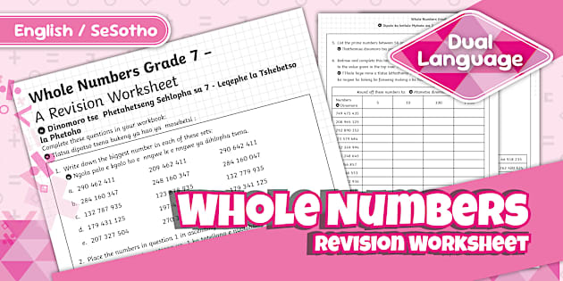 Grade 7 - Maths- Term 1 - Whole Numbers – Revision Worksheet