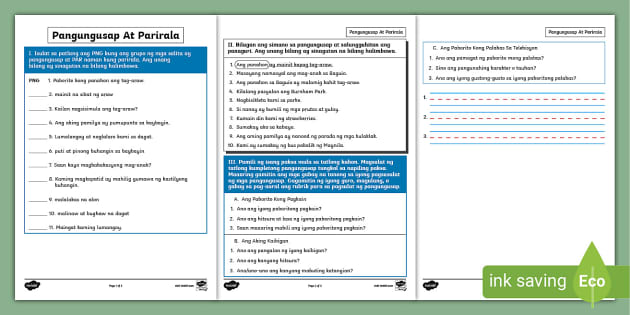 Pangungusap At Parirala Activity Sheet (Ikalawang Baitang) | Grade 2 ...
