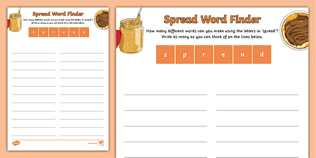 Words from Spread Word Finder (teacher made) - Twinkl
