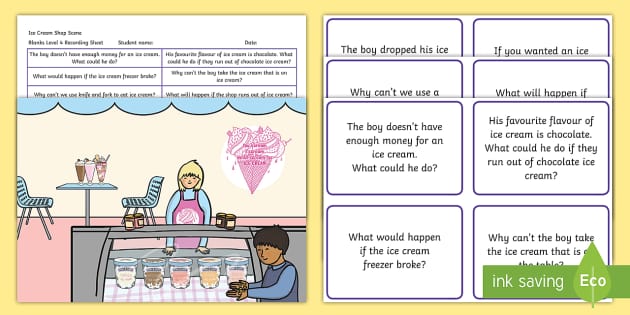 Ice Cream Shop Scene Blanks Level 4 Questions (teacher made)