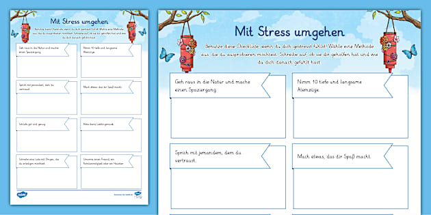 Mit Stress umgehen - Checkliste - Arbeitsblatt - Twinkl