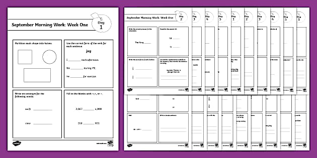 Third Grade September Morning Work Bundle (teacher made)