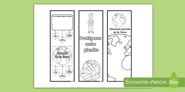 Marque-pages à colorier pour la journée de la Terre