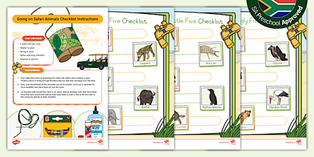 Going on Safari Animals Checklist (teacher made) - Twinkl