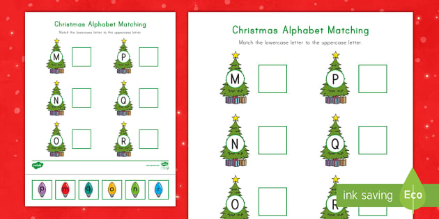 Christmas Alphabet Matching Activity: Letters M-R - Twinkl