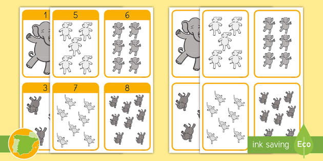 Tarjetas de secuenciar de cuento: Un elefante se balanceaba: ordenar 1-10