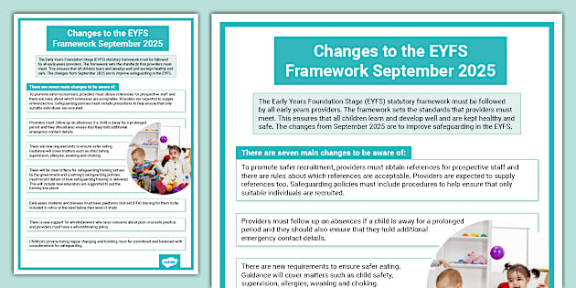 Changes to the EYFS Framework September 2025 | Twinkl