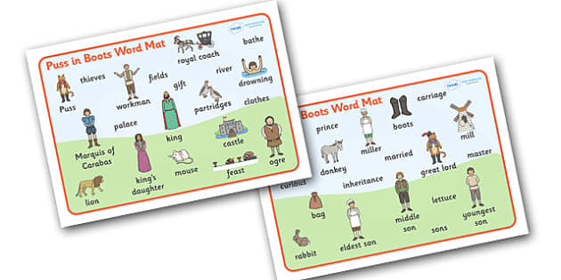 Puss in Boots Word Mat (teacher made)