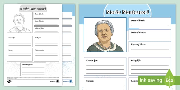 Maria Montessori Fact File Template (nauczyciel wykonał)