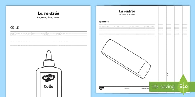 Feuilles d'activités : Lis, trace, écris, colore