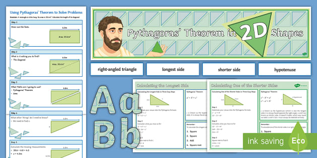 Pythagoras' Theorem in 2D Shapes: Display Pack