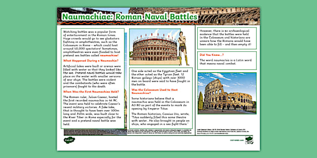 Naumachiae: Roman Naval Battles in the Colosseum? Fact File