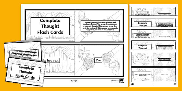 Eighth Grade Grammar Groupies Complete Thoughts Flash Cards