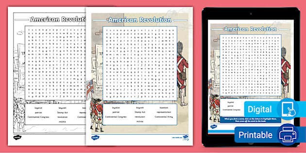 American Revolution Word Search for 3rd-5th Grade