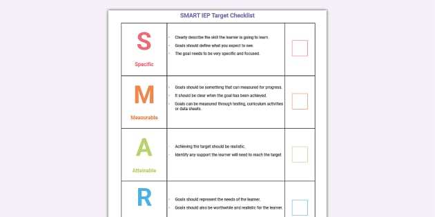 SMART Goal Checklist | Twinkl | SEND | Inclusion | Printable