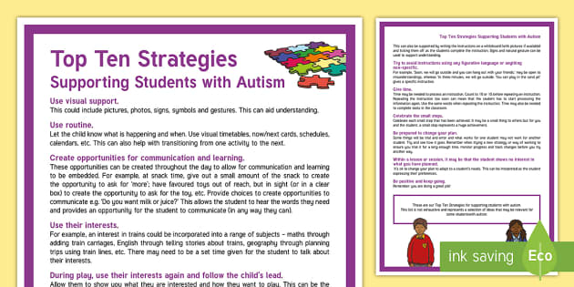 Strategies for Supporting Children with Autism - SEND Resources