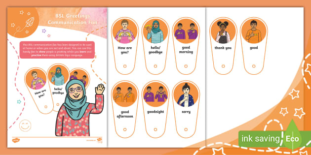 BSL: Greetings Communication Fan (teacher made) - Twinkl