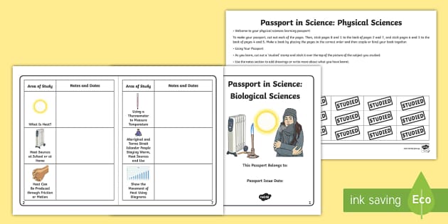 Year 3 Physical Sciences Passport Booklet