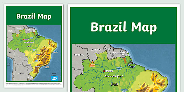 KS2 Brazil Display Map - KS2 (teacher made) - Twinkl