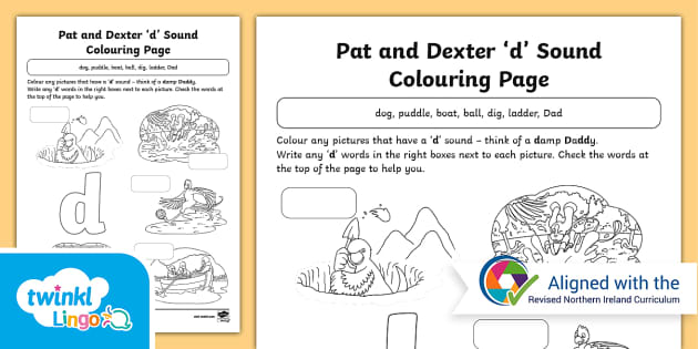 Pat and Dexter 'd' Sound Colouring Page (professor feito)