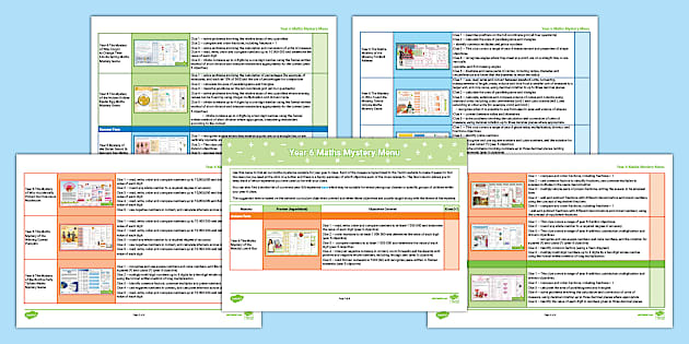 👉 Year 6 Maths Mystery Menu (teacher made) - Twinkl