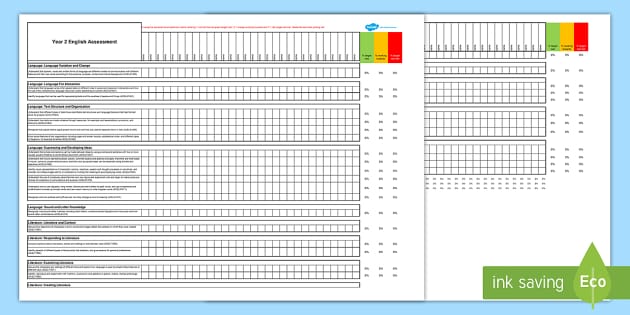 WA Curriculum English Year 2 Assessment Tracker - Twinkl