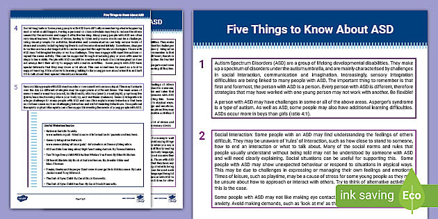 Five Things to Know About ASD Information Sheets