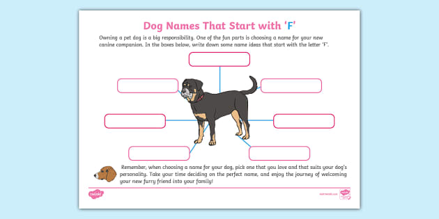 Dog Names That Start with 'F' Activity (teacher made)