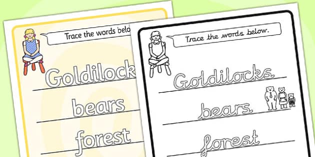 Goldilocks and the Three Bears Topic Word Tracing Sheet - goldilocks ...