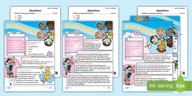 Reading Comprehension about Friendship PDF - KS1 Resource