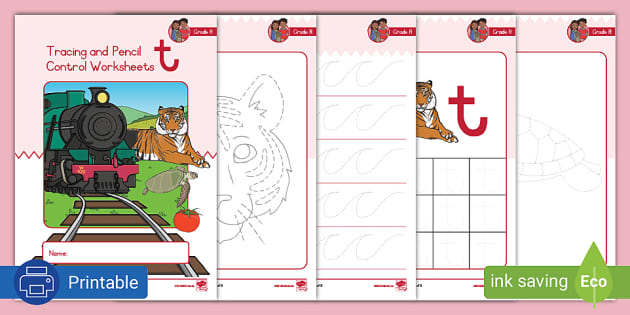 Gr. R Phonics Letter T Tracing and Pencil Control Worksheets
