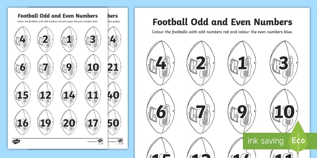 Rugby Odd and Even Numbers Colouring Worksheet / Worksheet - Football ...