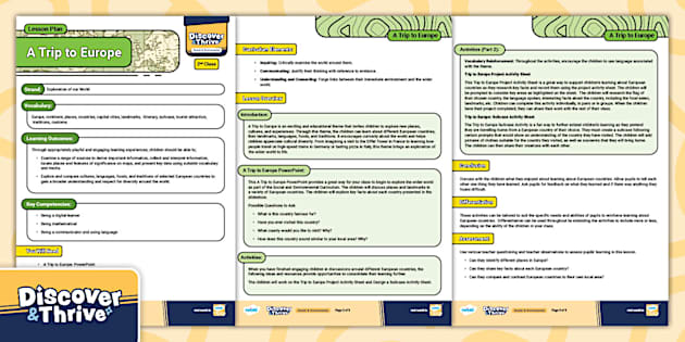 A Trip to Europe 2nd Class Lesson Plan