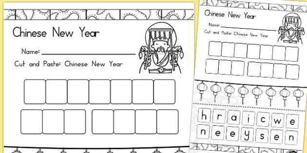 Cut Paste Chinese New Year Sentence Worksheet / Activity Sheet