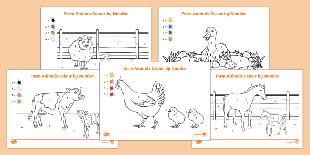 Farm Animals Worksheet for EYFS | Colour by Number Activity