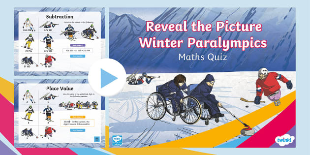UKS2 Maths Reveal the Picture Winter Paralympics Quick Quiz