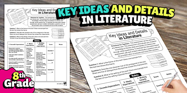 8th Grade Lit Ideas Assessment (teacher made) - Twinkl