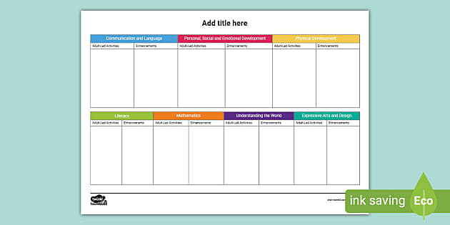 EYFS Topic Planning Template: Adult-Led and Enhancements