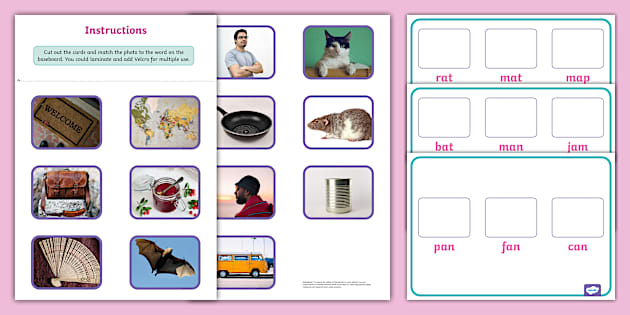 Workstation Tasks | Photo to CVC (a) Matching Activity Kindergarten