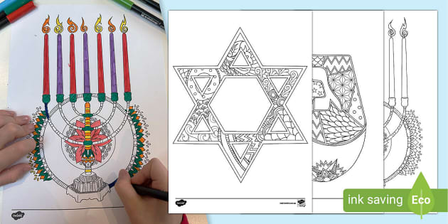 Hanukkah Mindfulness Colouring Pages (teacher made) - Twinkl