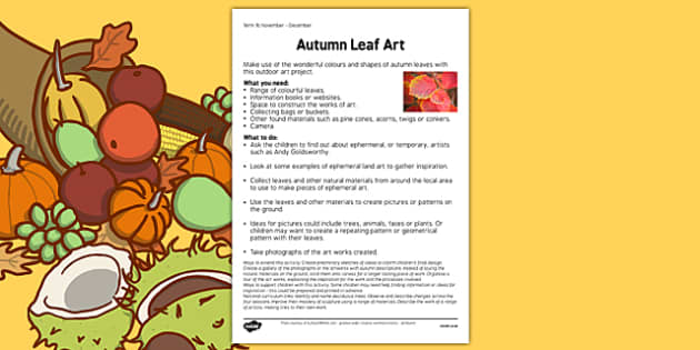 Art Autumn Leaves Activity Sheet (teacher made) - Twinkl
