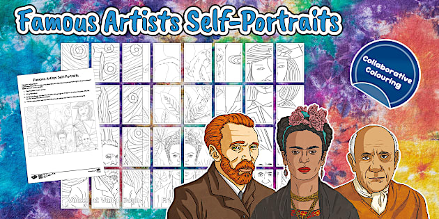 Famous Artists Self-Portrait Collaborative Colouring Pack