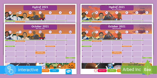 Calendr Digwyddiadau Mis Hydref/October Events Calendar